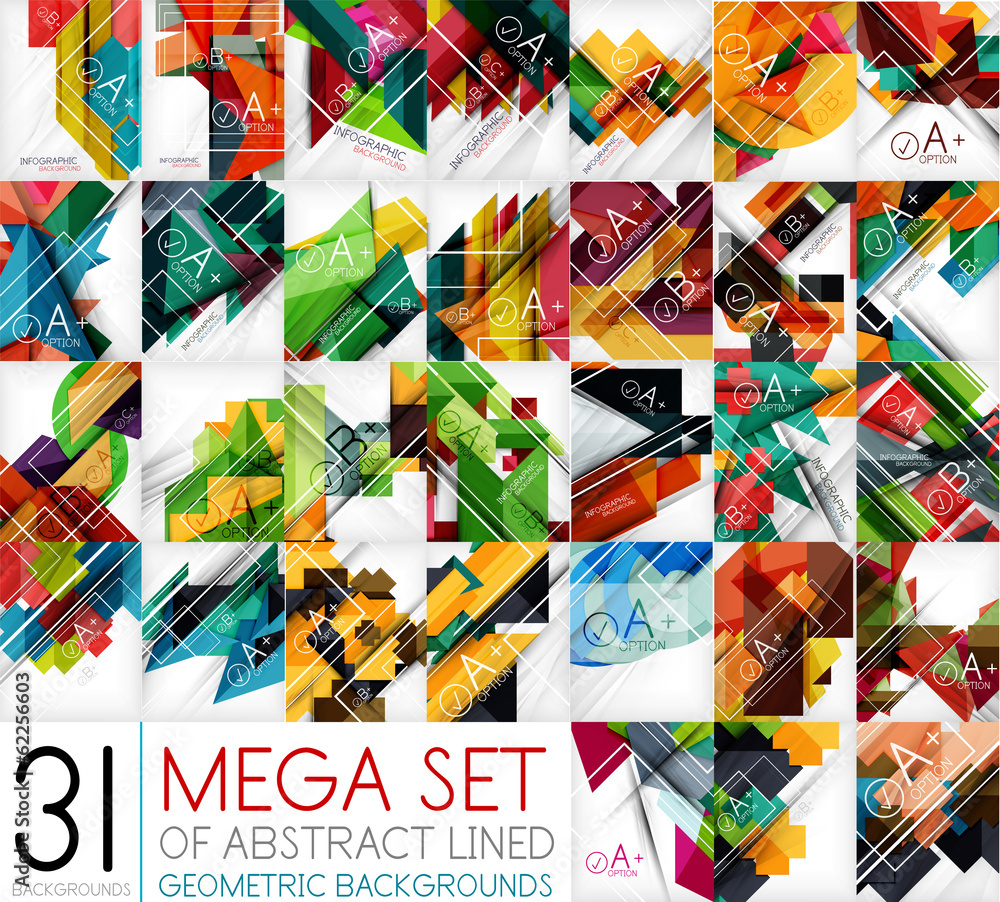 Mega set of geometric shaped line backgrounds Stock Vector | Adobe Stock