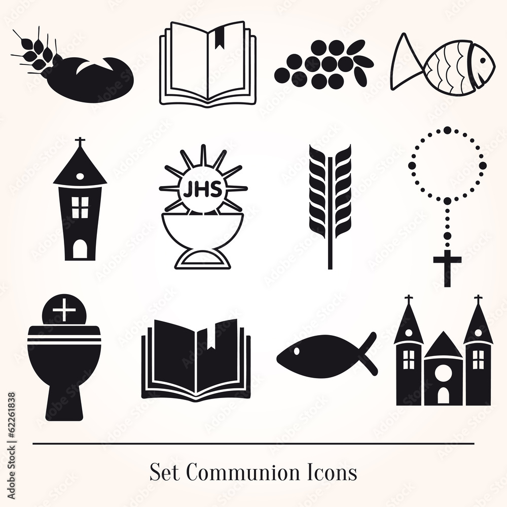 Set Illustration of a communion depicting traditional Christian Stock ...