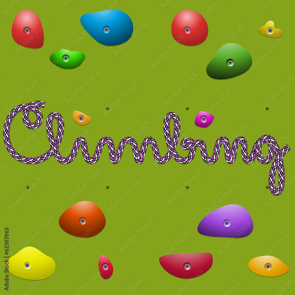 Word Climbing written with rope on climbing wall Stock Vector | Adobe Stock