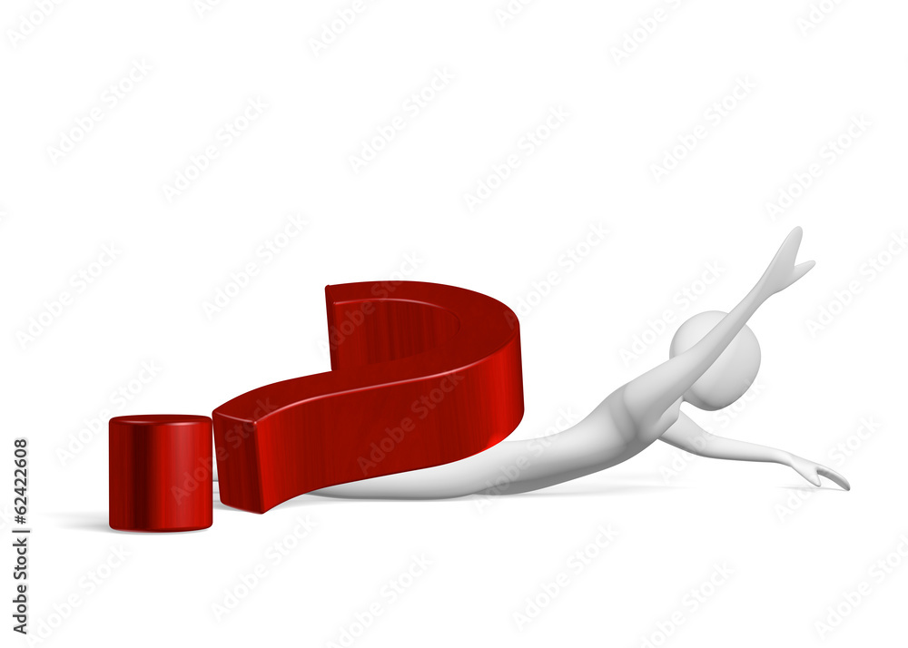 3d man lying crushed by big question mark Stock Illustration | Adobe Stock