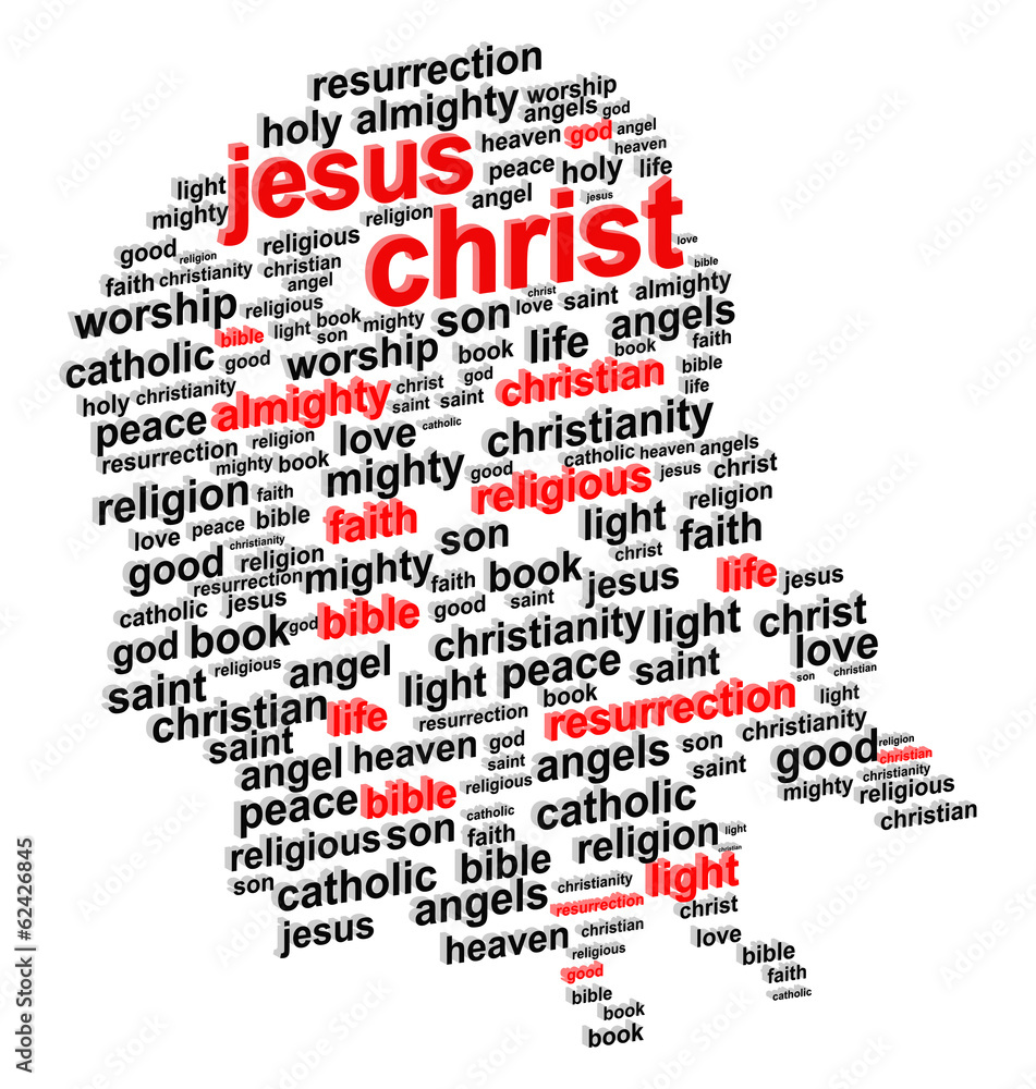 Jesus Christ Abstract Portrait 3D Word Cloud Concept Vector Stock ...