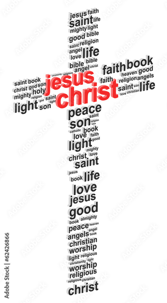 Jesus Christ Abstract Cross 3D Word Cloud Concept Vector Stock Vector ...