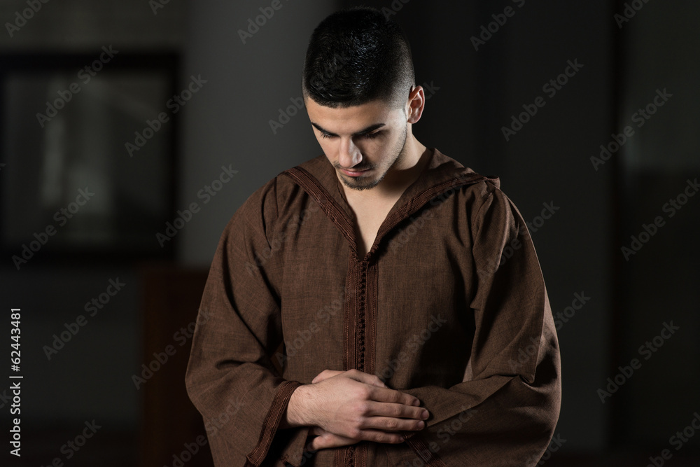 Muslim Man Praying In An Open Mosque Stock Photo | Adobe Stock