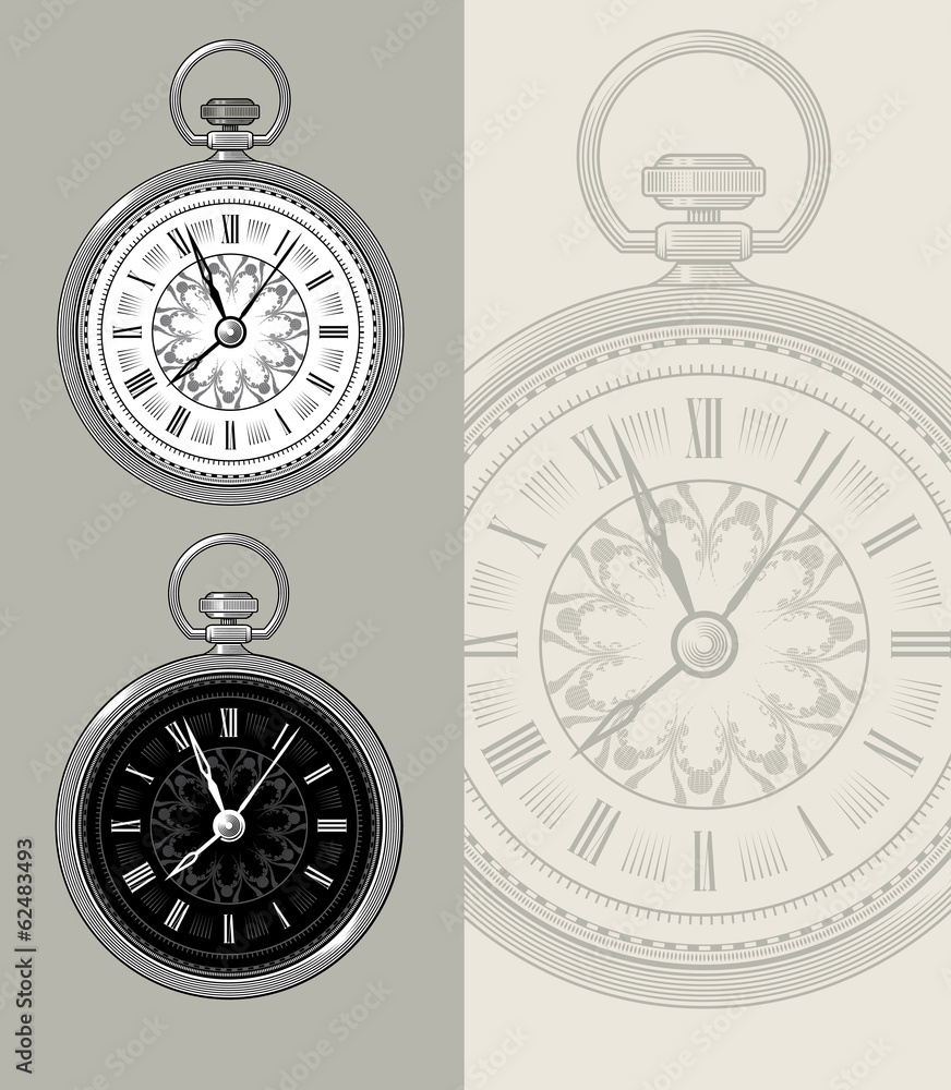 Pocket watch - Clock face vector illustration Stock Vector | Adobe Stock
