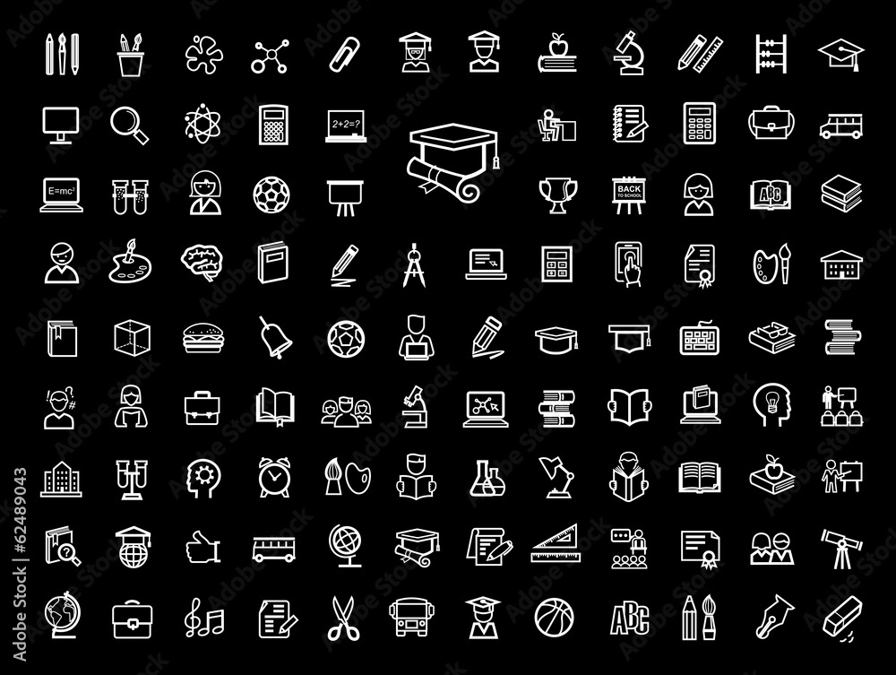 vector black education icons set Stock Vector | Adobe Stock