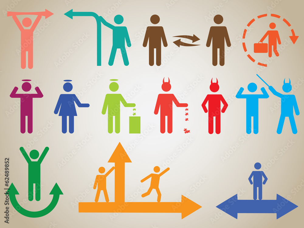 Set of active good and bad human pictogram illustrated Stock Vector ...