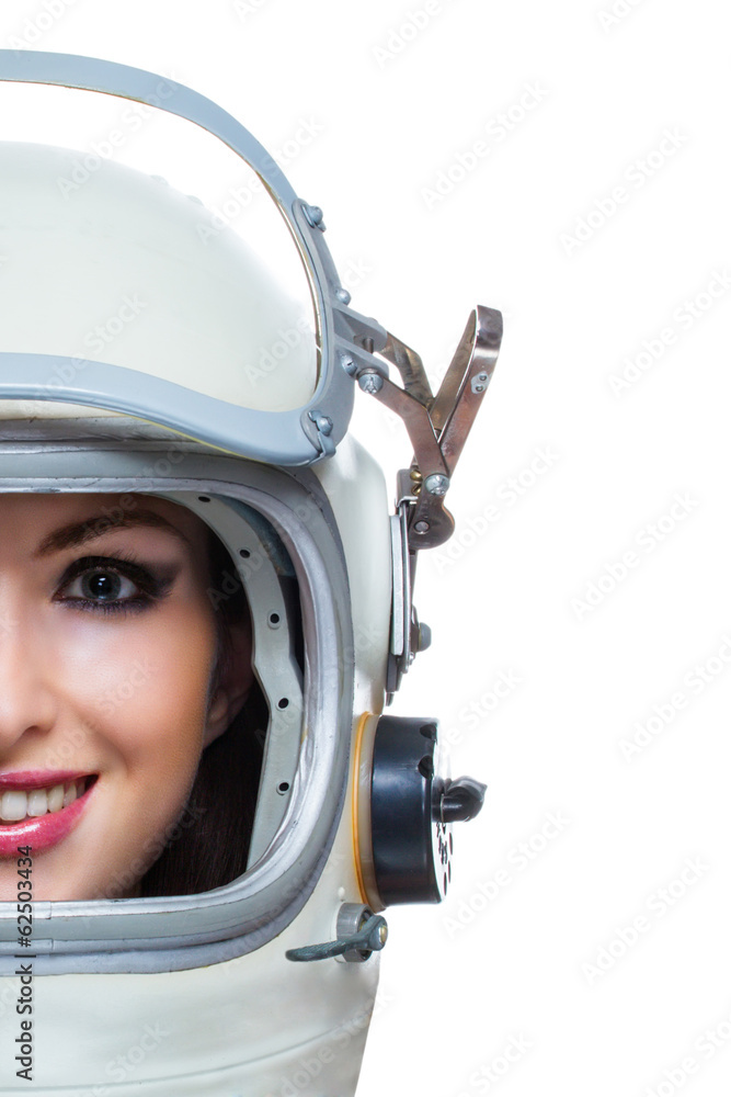 Women Wearing Astronaut Helmet