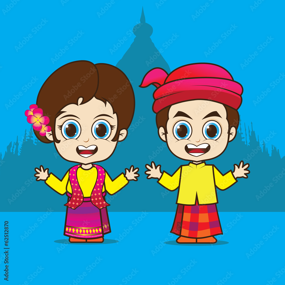 Cartoon Asean Myanmar Stock Vector | Adobe Stock