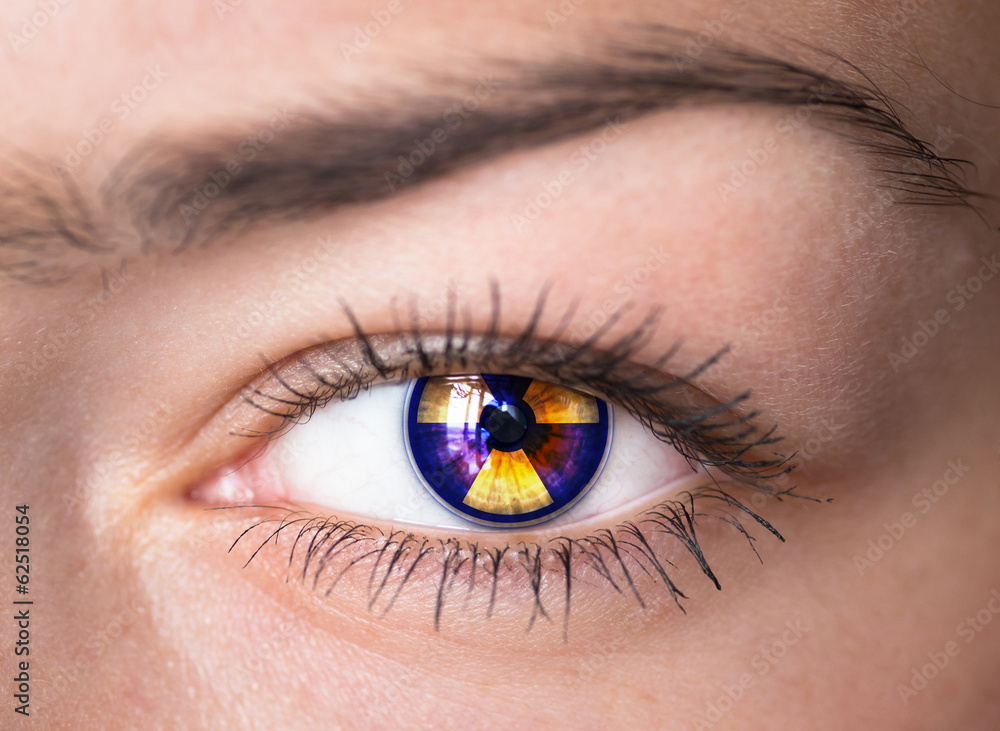Human eye with radiation hazard symbol - concept photo. Stock Photo ...