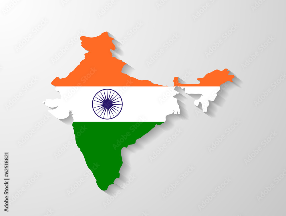 India flag map with shadow effect Stock Vector | Adobe Stock