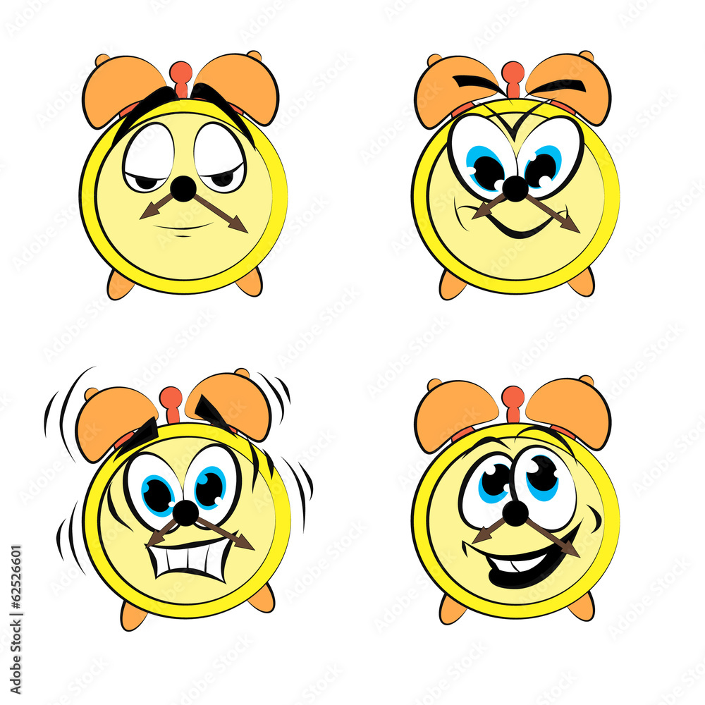 Cartoon alarm clock ikons Stock Illustration | Adobe Stock