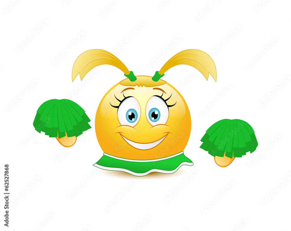 Cheerleader emoticon on a white background Stock Vector | Adobe Stock