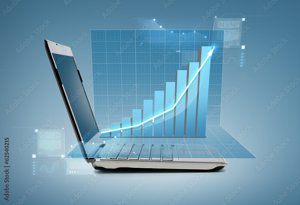 laptop computer with chart Stock Illustration | Adobe Stock