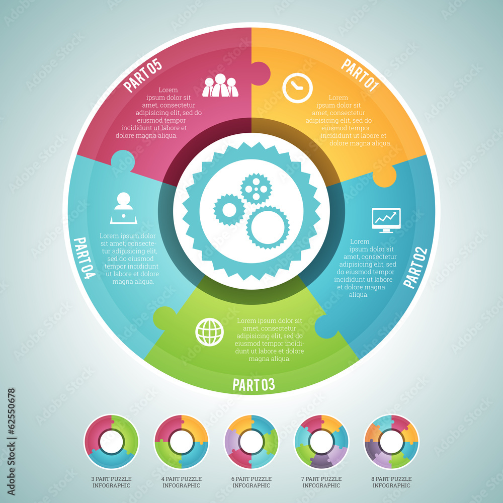 Circle Puzzle Infographic Elements Set Stock Vector | Adobe Stock