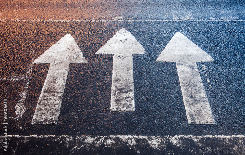 Pedestrian crossing road marking with white arrows on asphalt Stock ...