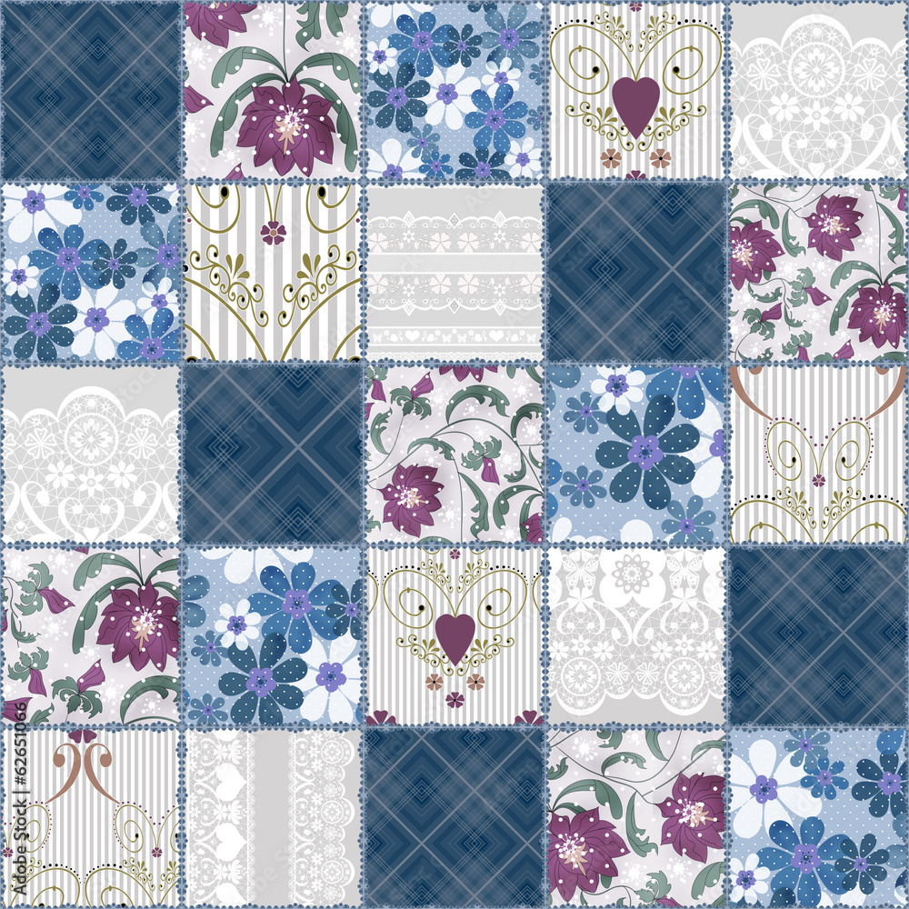 Patchwork seamless floral lace pattern Stock Illustration | Adobe Stock