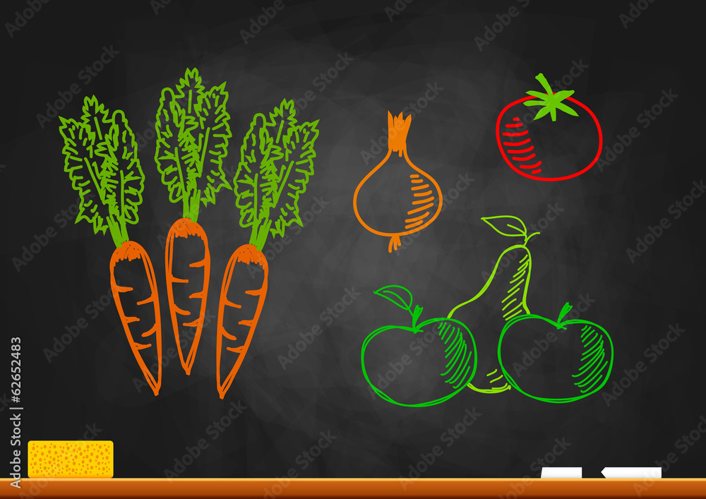 Drawings on blackboard Stock Vector | Adobe Stock