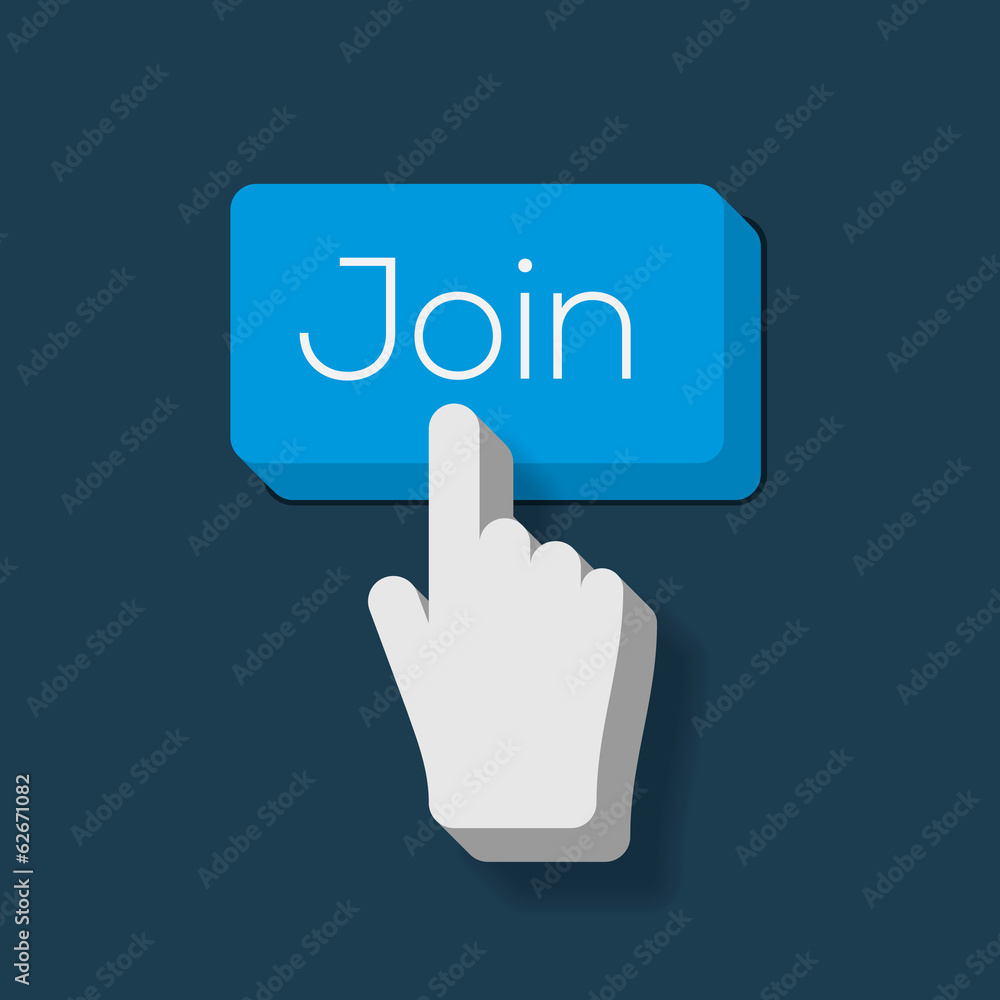 Join us Button with Hand Shaped Cursor, vector Eps10 image. Stock ...