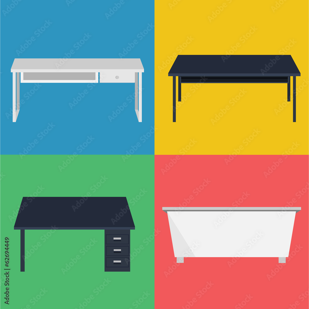 Vector set of Desk Stock Vector | Adobe Stock