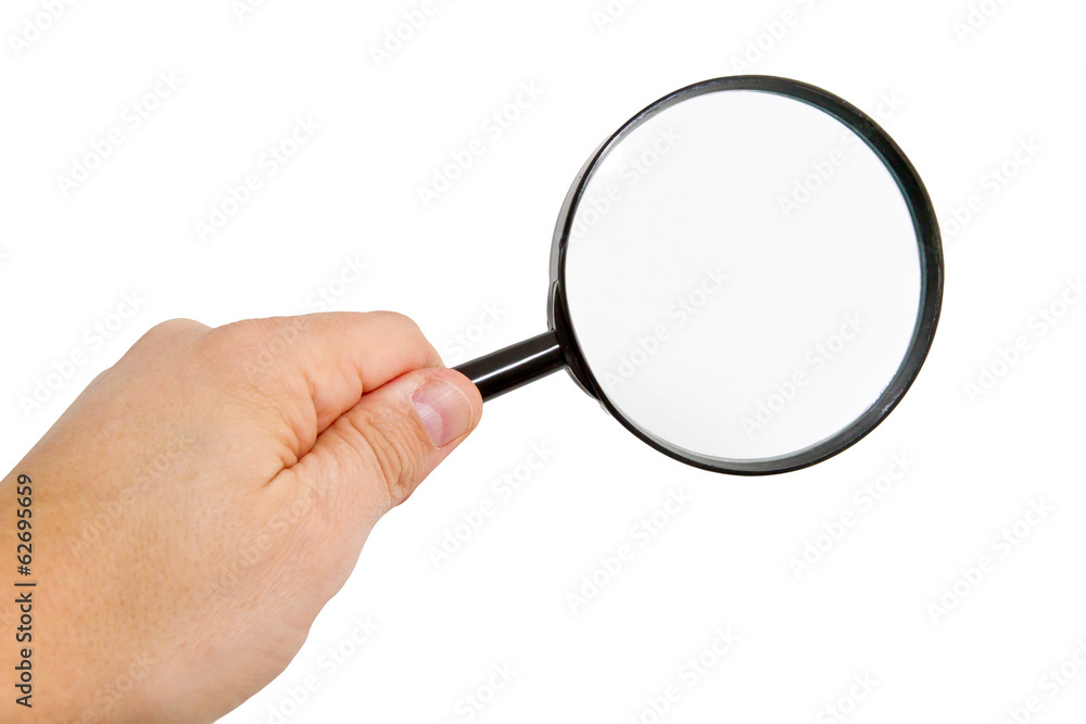 Hand mit Lupe - freigestellt Stock-Foto | Adobe Stock