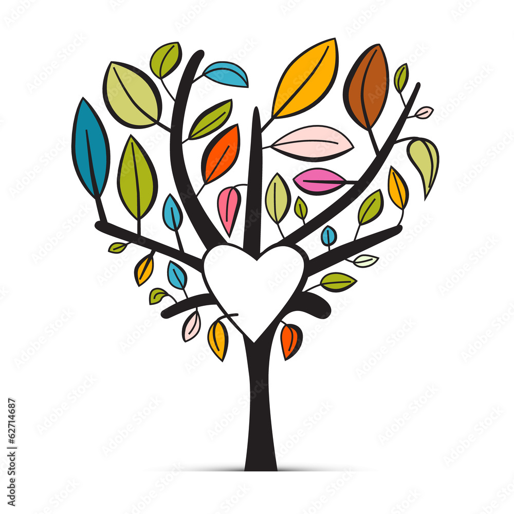 Colorful Abstract Heart Shaped Tree on White Background Stock Vector ...