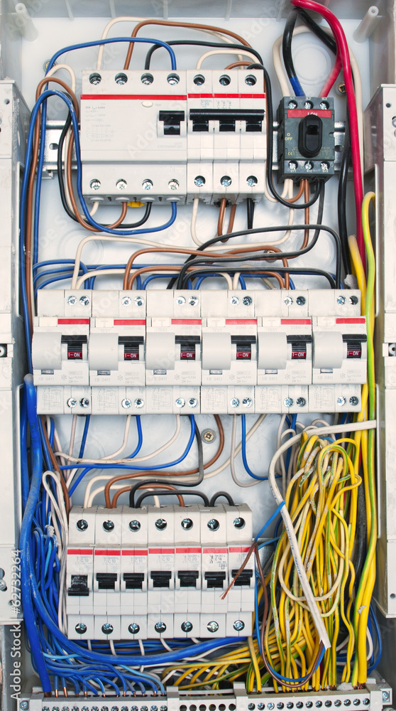Electrical panel with fuses and contactors Stock Photo | Adobe Stock