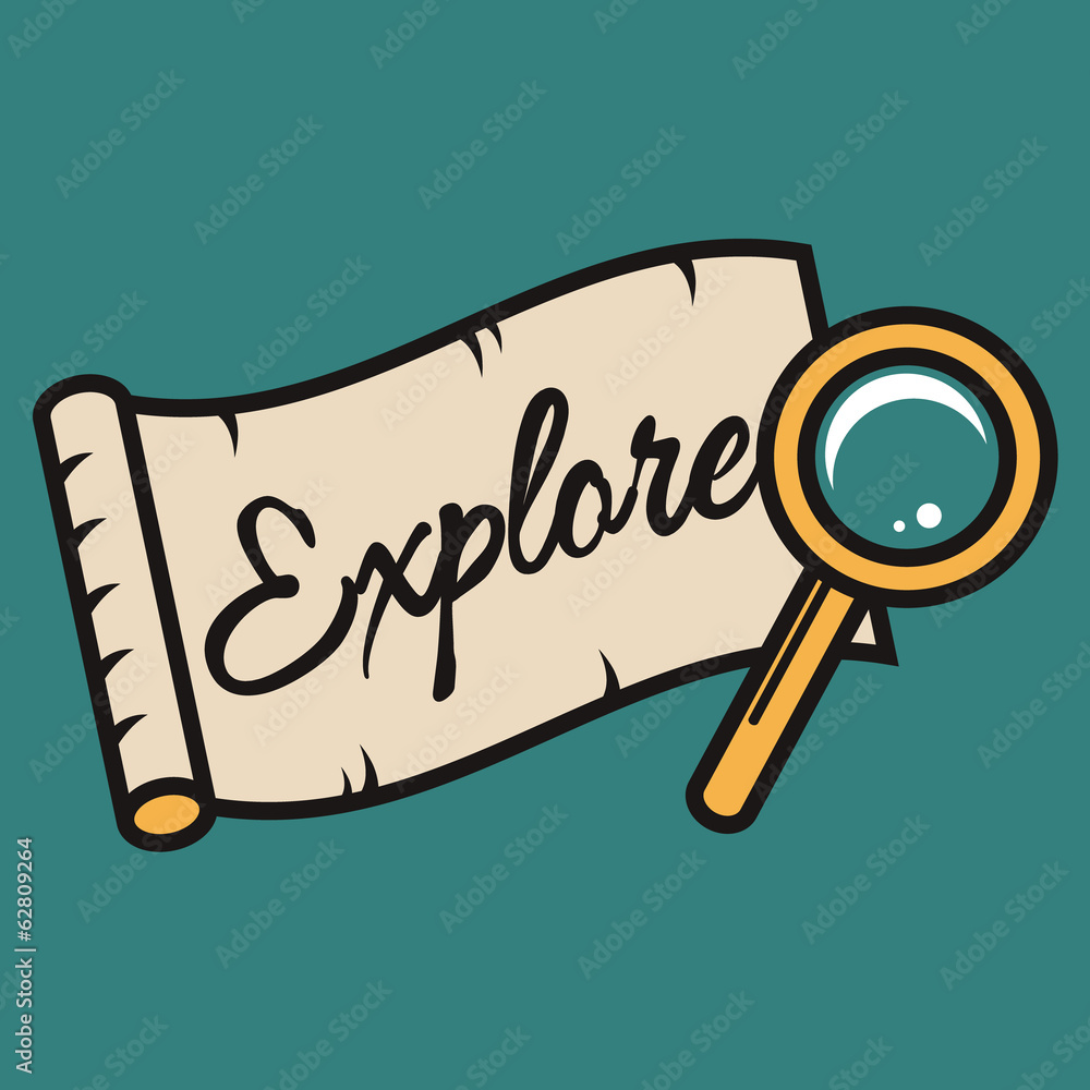 Discover and explore iconography, adventure concept Stock Vector ...
