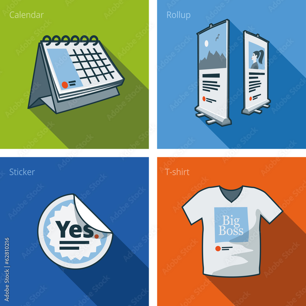 Printouts icon set in cartoon style Stock Vector | Adobe Stock