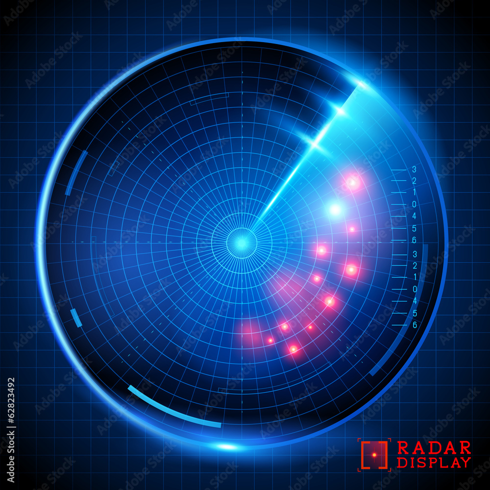 Blue Vector Radar Display Stock Vector | Adobe Stock