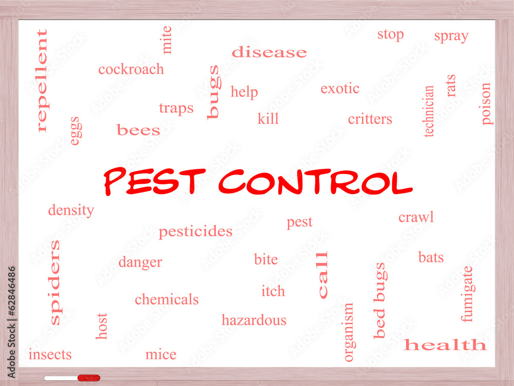 Pest Control Word Cloud Concept on a Whiteboard Stock Illustration ...