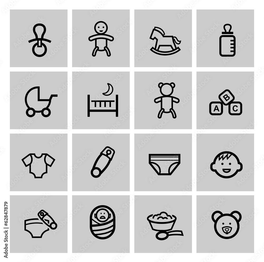 vector black baby icons set Stock Vector | Adobe Stock