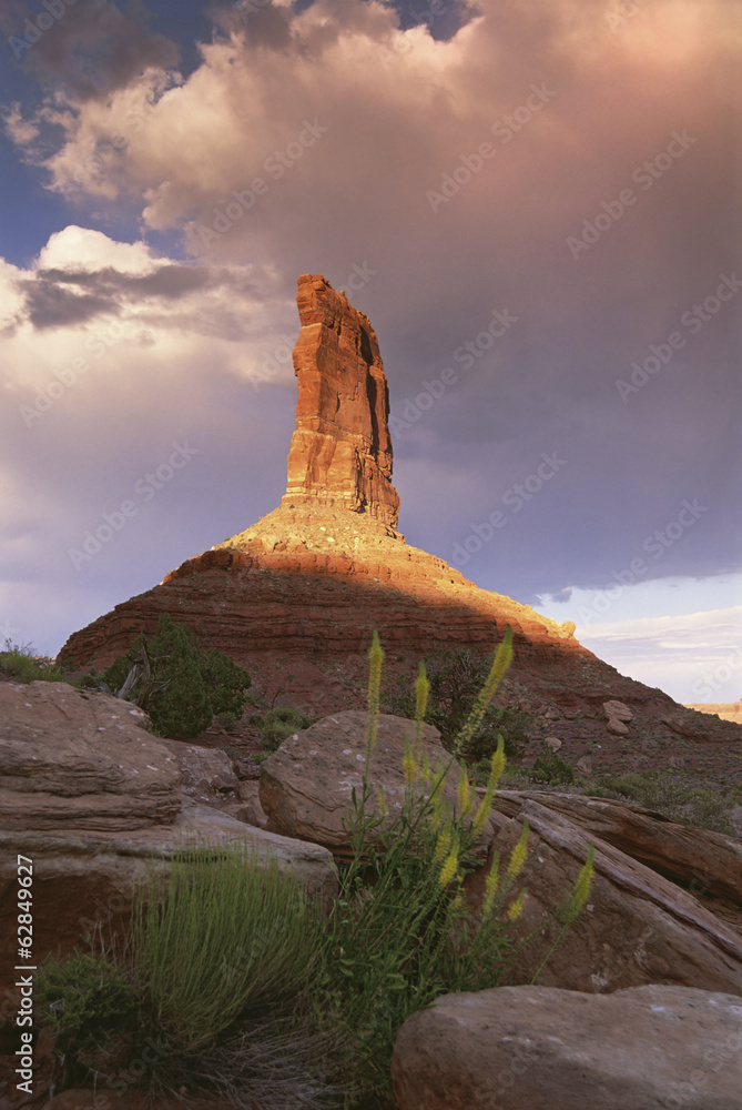 The Princess Plume rock pillar, eroded gritstone pillar on the top of a ...