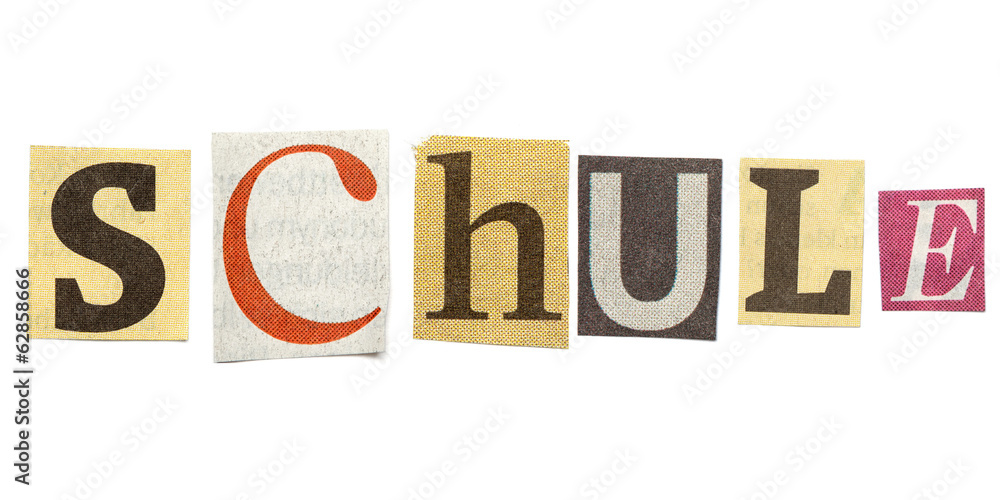 Schule, Wort Zeitungs Buchstaben, Freisteller Stock Photo | Adobe Stock