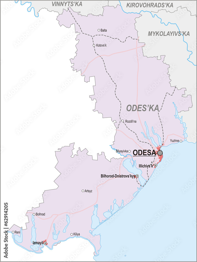 Map of Odessa Oblast Stock Vector | Adobe Stock