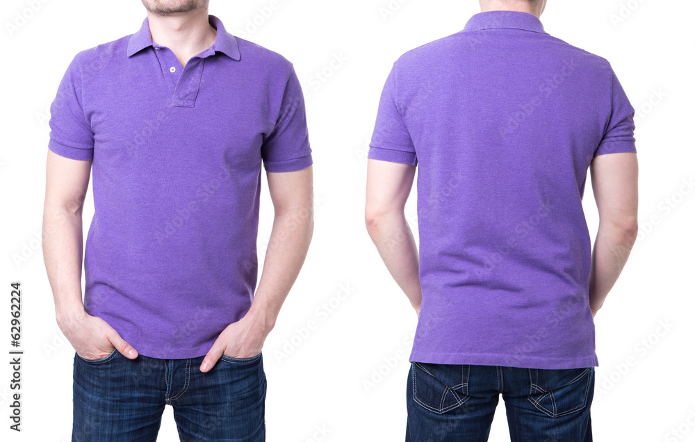 Purple polo shirt on a young man template Stock Photo | Adobe Stock