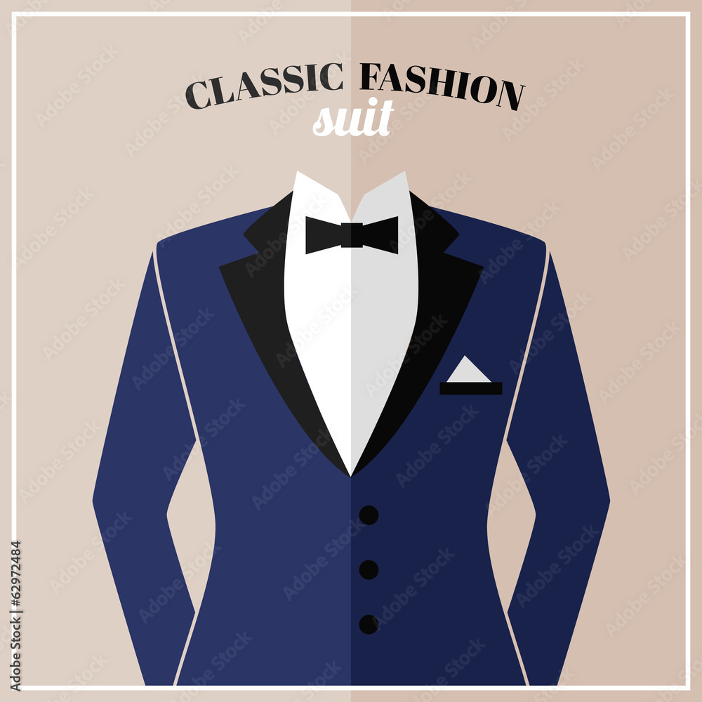 Classic tuxedo suit with bow Stock Vector | Adobe Stock