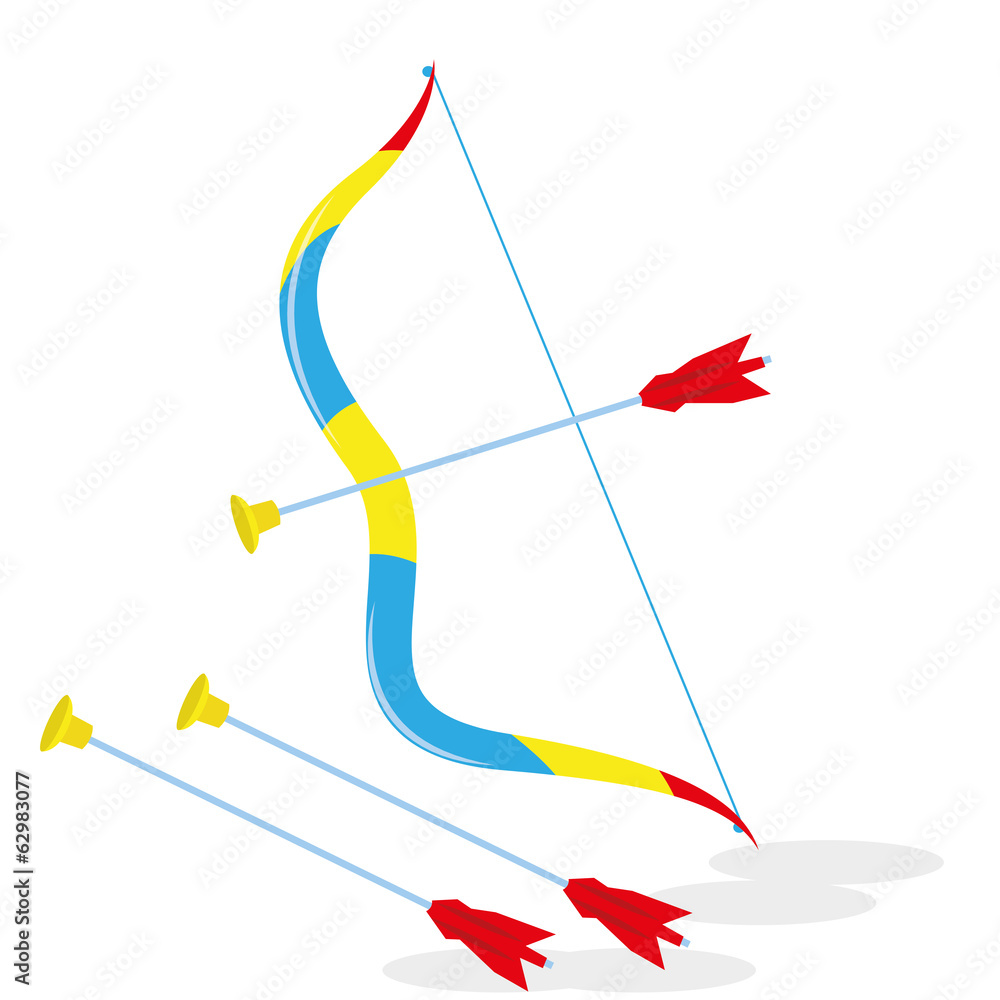 Cartoon Bow And Arrows Isolated On White Background Stock Vector ...