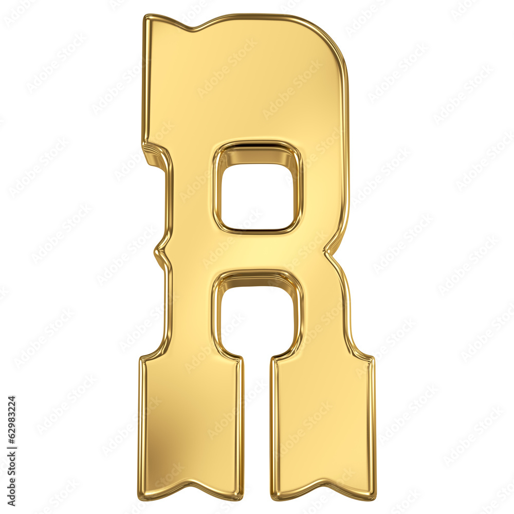 Letter R from gold solid western alphabet. Stock Illustration | Adobe Stock