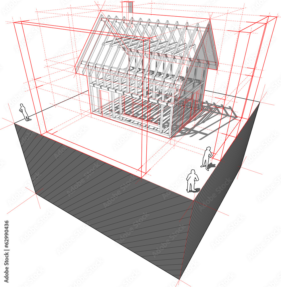 Framework house with dimensions diagram Stock Vector | Adobe Stock