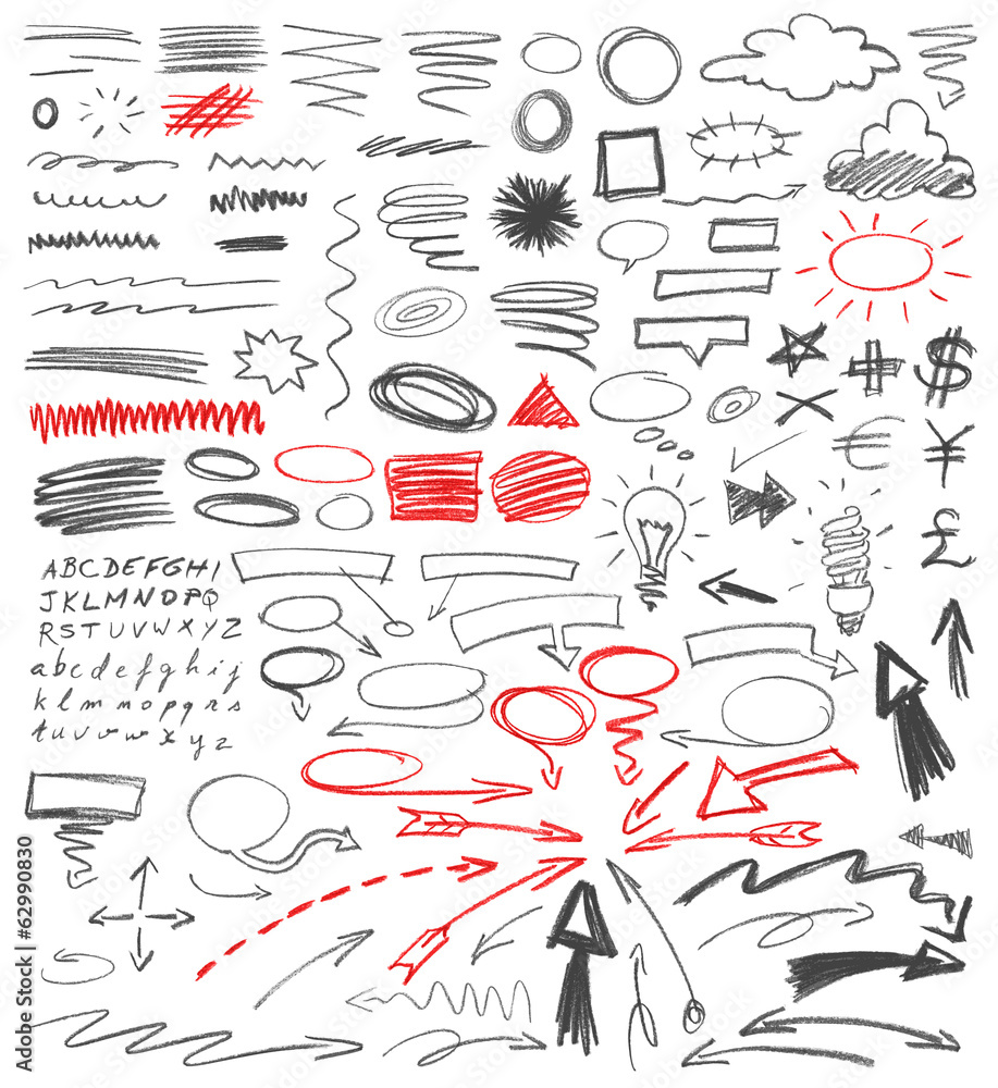 Set of hand drawn graphic signs. Stock Vector | Adobe Stock