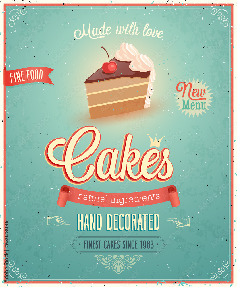 Vintage Cakes Poster. Stock Vector | Adobe Stock