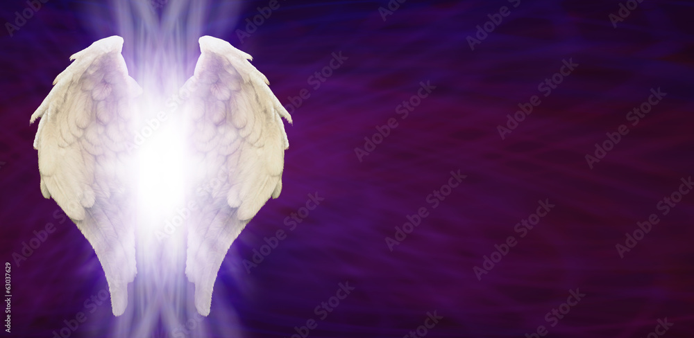 Angel Wings Banner Head on Purple Matrix Stock Illustration | Adobe Stock