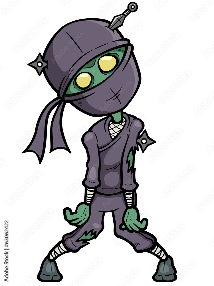 Vector illustration of Cartoon Ninja zombie Stock Vector | Adobe Stock