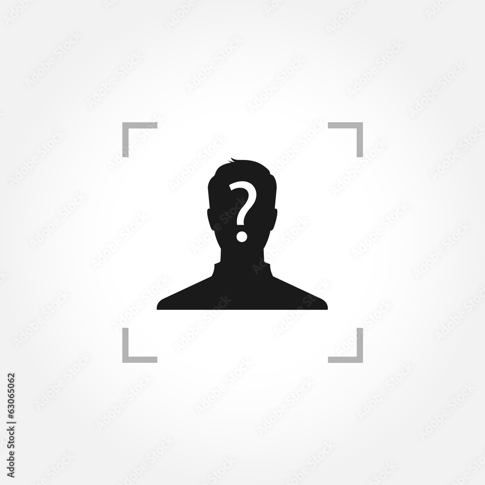 Man icon with question mark inside camera focus frame Stock Vector ...