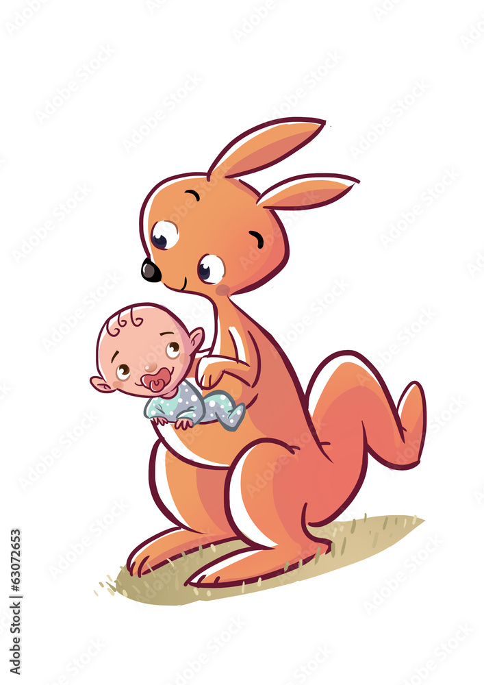 canguro con bebe Stock Illustration | Adobe Stock
