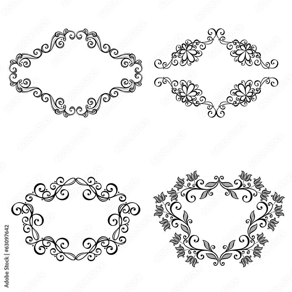 Vector Decorative Ornamental Frame for Text. Design element Stock ...