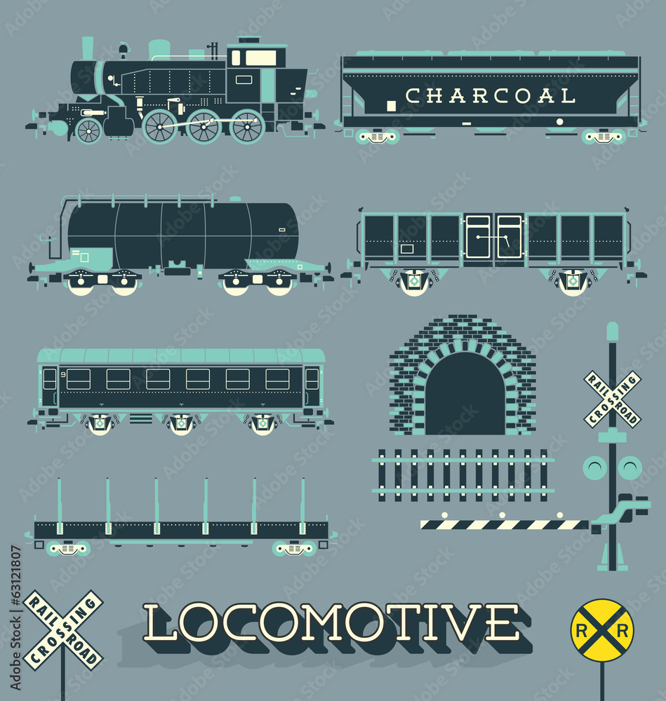 Vector Set: Model Train Collection vector de Stock | Adobe Stock