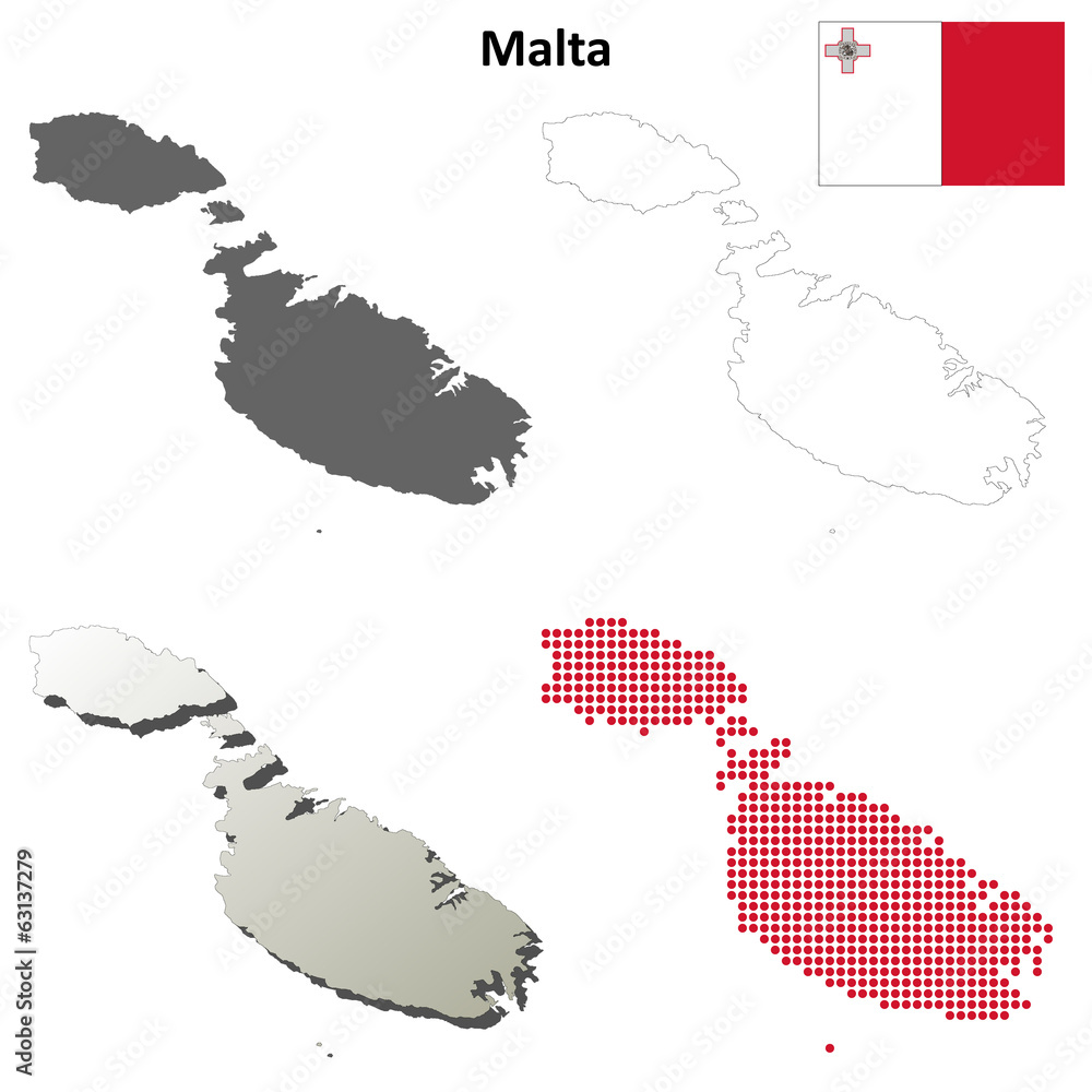 Blank detailed contour maps of Malta Stock Vector | Adobe Stock