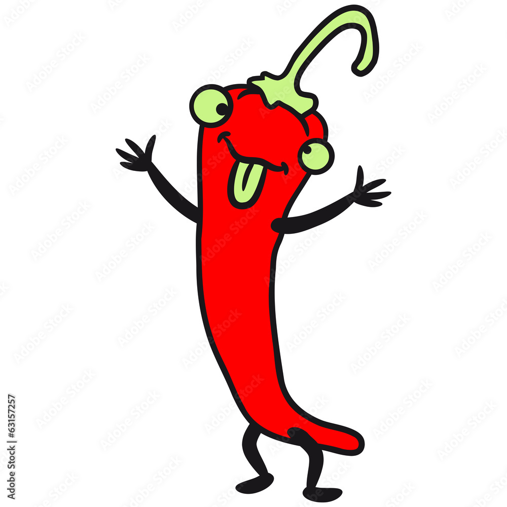 Chili Chilli Peperoni Scharf Lustig Comic Stock-Illustration | Adobe Stock