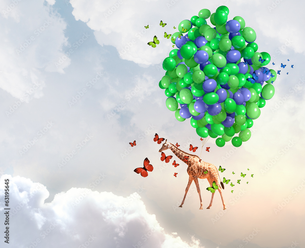 Flying giraffe Stock Illustration | Adobe Stock